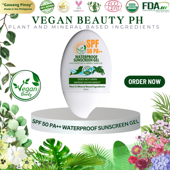 SPF50 PA++ Waterproof Sunscreen Gel VEGAN BEAUTY PH | Lazada PH