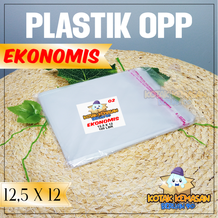 Plastik opp 12.5 x12 /Kantong Plastik OPP EKONOMIS seal lem perekat 12.5 x12 Isi 100 lembar ...