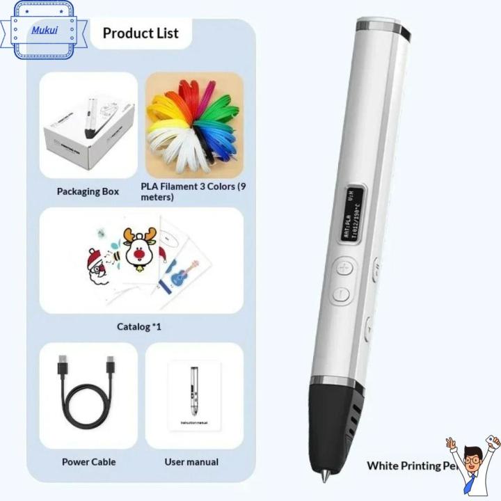 MUKUI Temperature Control 3D Printing Pen Fast Extrusion OLED Display ...
