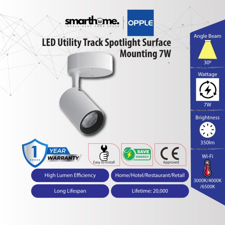 OPPLE 7W LED Utility Track Spotlight - High Lumen, Energy-Efficient ...