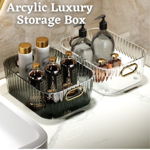 Acrylic Storage Box Desk Organizer Bathroom Cosmetics Home Counter Top ...
