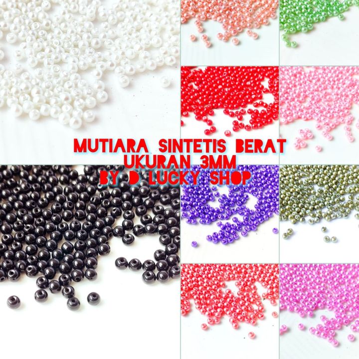 mutiara sintetis/mutiara berat/mote/manik manik/mutiara warna dove/ukuran 3mm/harga per 5 gram ...