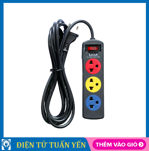 Ổ cắm LiOA 3TSN3.2.5 3 lỗ cắm đa năng 1 công tắc, công suất chịu tải ...