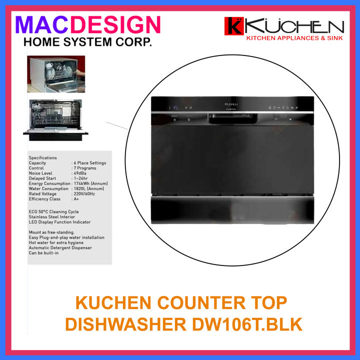 KUCHEN DW106T TABLETOP DISHWASHER BLACK EASY TO USE MACDESIGN HOME ...