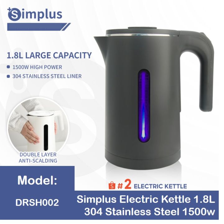 Simplus Electric Kettle 1.8L 304 Stainless Steel 1500w Automatic Power ...
