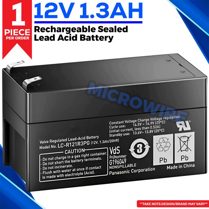 MW 12V 1.3Ah Sealed Rechargeable Lead Acid Battery – 12 Volts, 1.3 ...