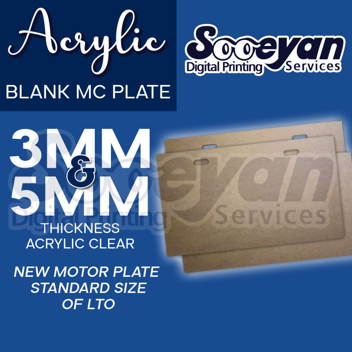 LTO New Acrylic MC Plate Blank/Customizable (3mm, 5mm) | Lazada PH