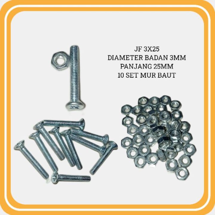ISI 20 SET MUR BAUT Skrup Elektronik Baut JF 3x25 Stainless steel ...