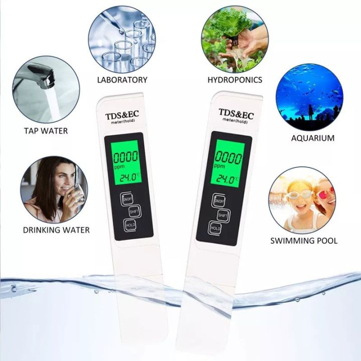 WARRANTY 3 in 1 TDS EC Meter with Back Light Digital TDS Meter EC Water ...