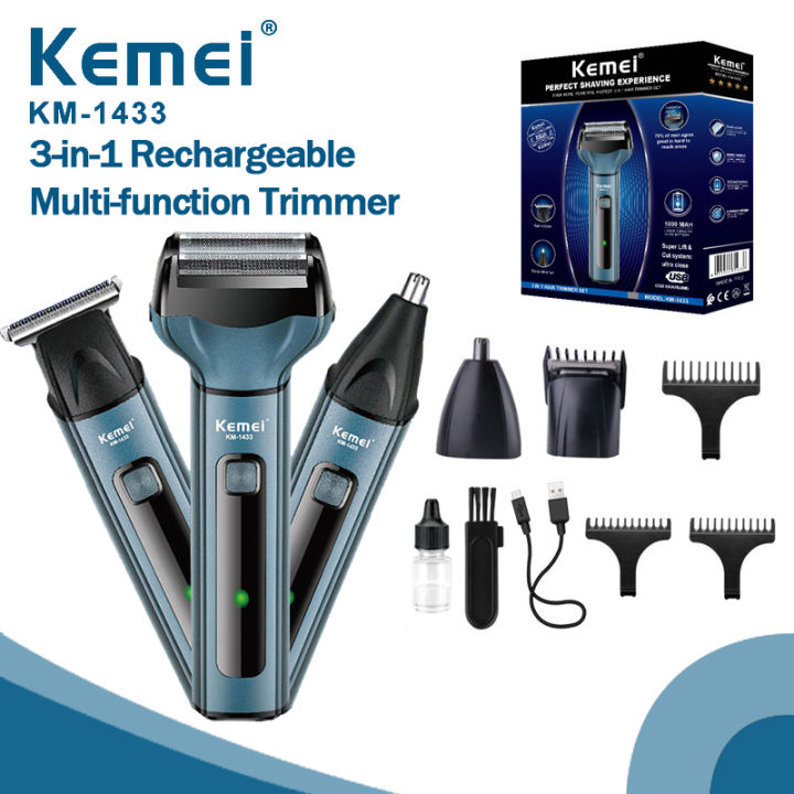 Kemei KM-1433 3 In 1 Shaver Nose Beard Shaver Trimmer Multi Functional ...