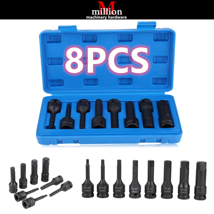 8pcs 1/2" inch Drive Pneumatic Air Allen Hex Key Bit Socket Set H5-H19 ...