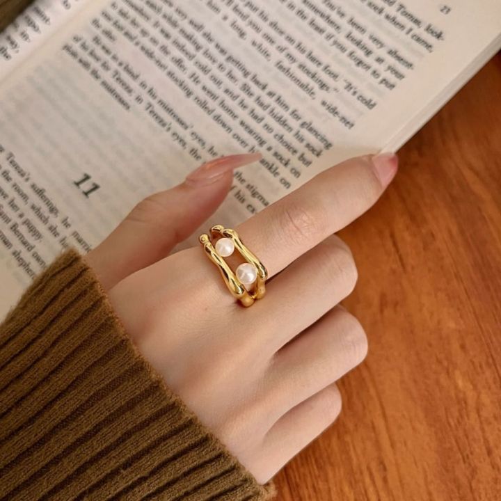 JPTD Dễ thương Độc đáo Nhẫn đôi Khóa ngón tay hình học Quà tặng bạn ...