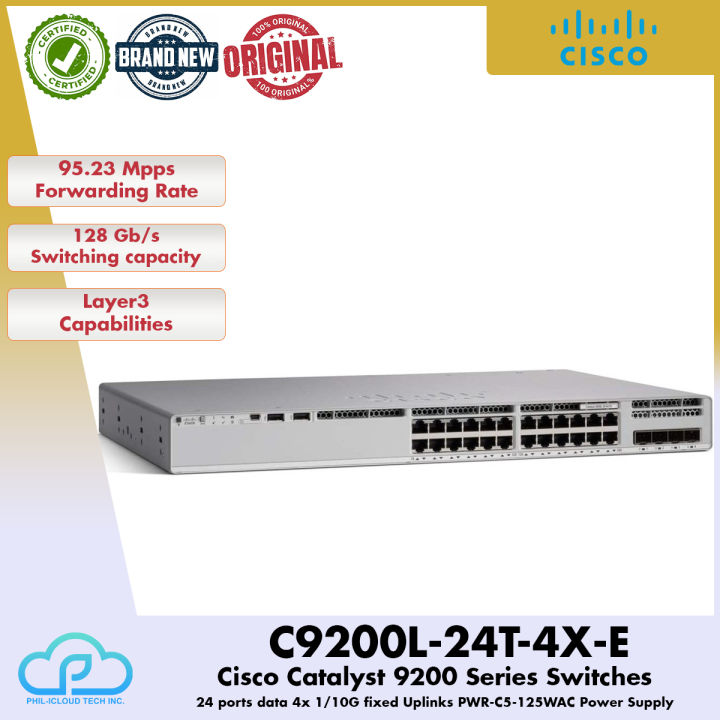 Cisco Catalyst 9200 Series Switch C9200L-24T-4X-E Network Essentials 24 ...