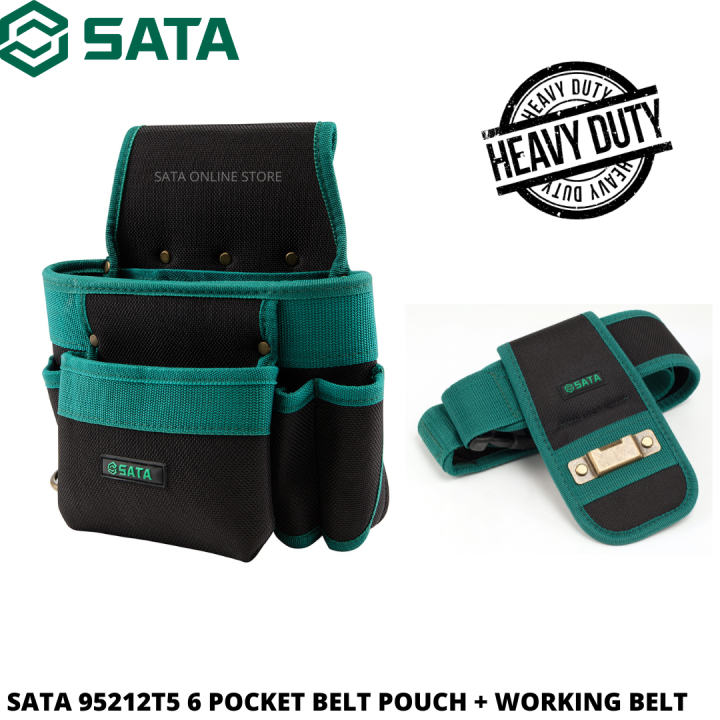 SATA 95212T5 6 POCKET BELT POUCH + WORKING BELT / HEAVY DUTY TOOL BAG ...