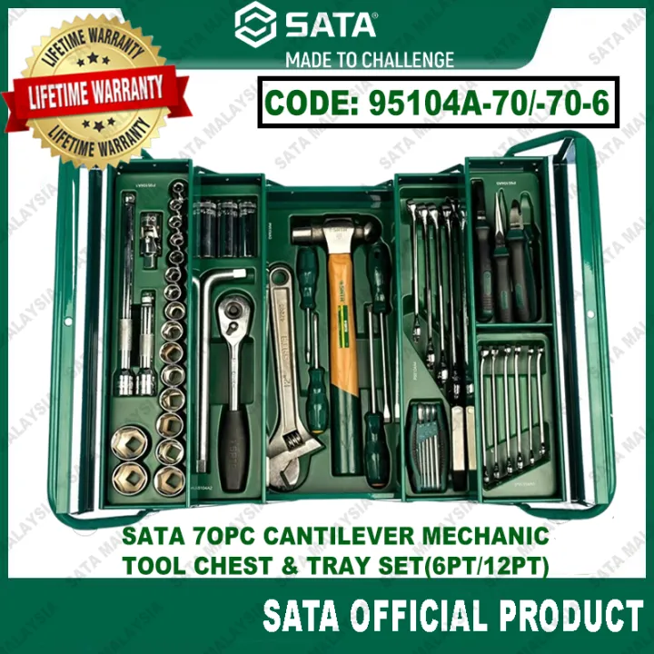 SATA 70Pc Cantilever Mechanic Tool Chest & Tray Set(MM) 95104A-70 ...