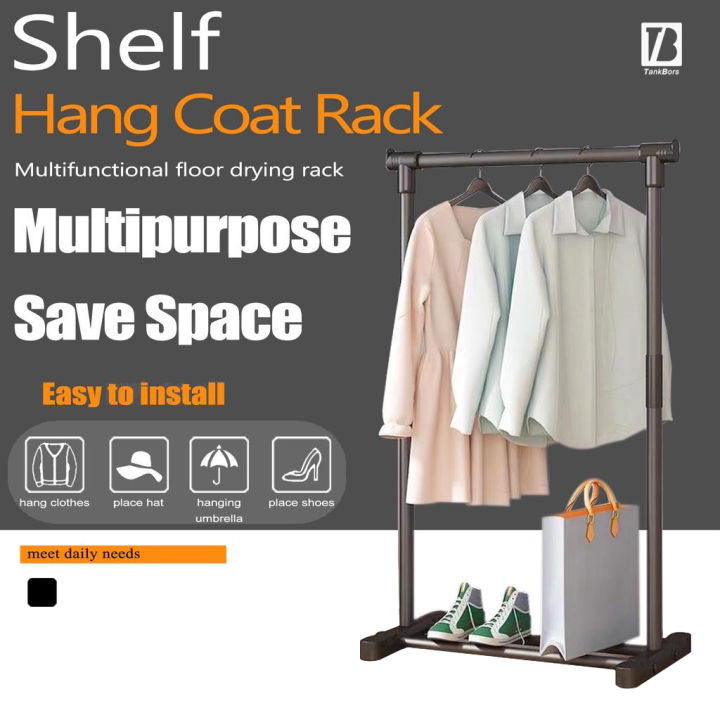 Single Pole Strong Steel Structure Laundry Rack Cloth Organizer Hanger ...
