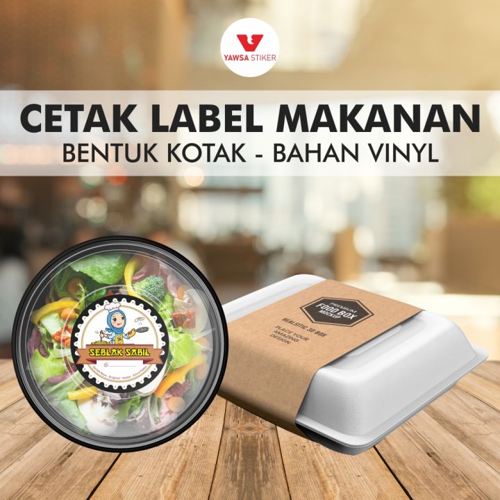 Cetak Label Makanan/Minuman - Bahan Vinyl - Bentuk Kotak - Isi 100 Pcs ...