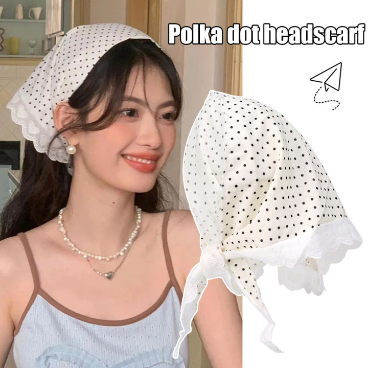 ผ้าคลุมหัวสามเหลี่ยมแฟชั่นลายจุดดั้งเดิมสำหรับผู้หญิงผ้าพันคอ Y2k สไตล์ ...