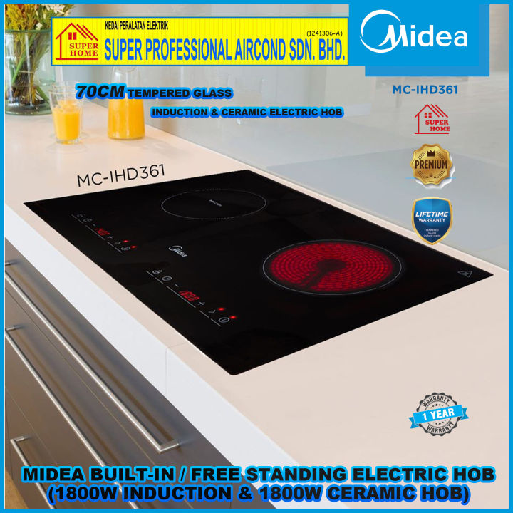 Midea 70cm Tempered Glass Electrical Hob MC-IHD361 ((Built-in / Free ...