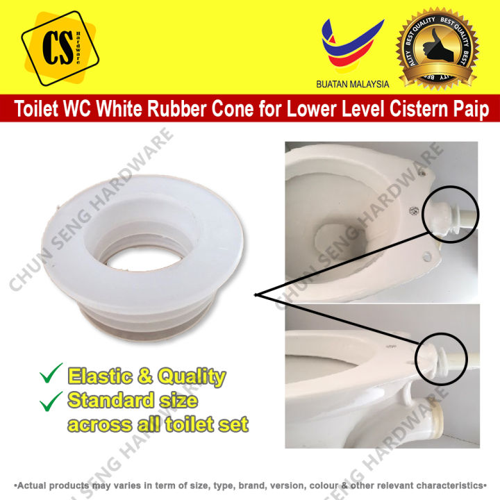 Toilet WC 38mm White Rubber Cone for Lower Level Cistern Pipe Outlet ...