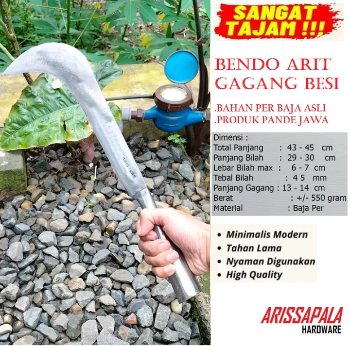 Arit Besar Model Bendo Gagang Besi Potong Kayu Bedog Pembelah Bambu ...