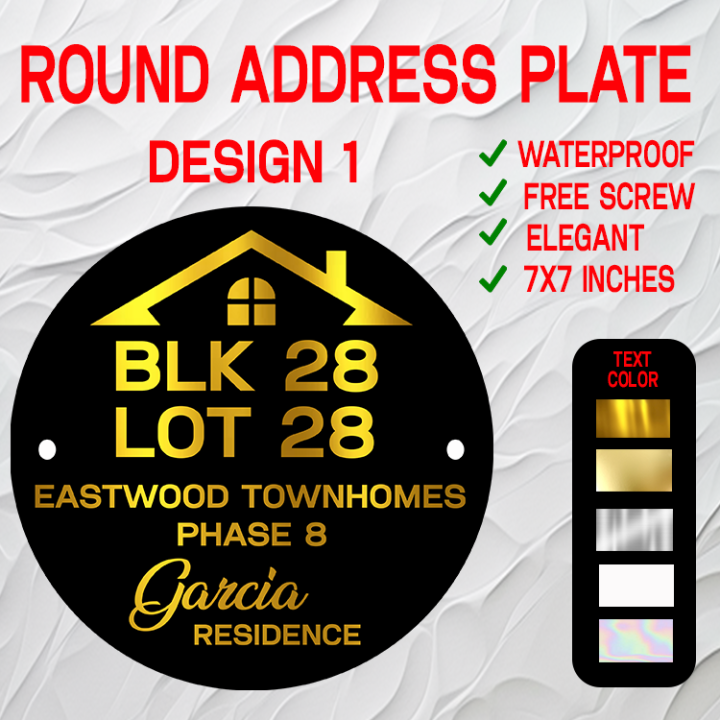 Elegant Modern Waterproof House Address Plate with Free Screws - Round ...