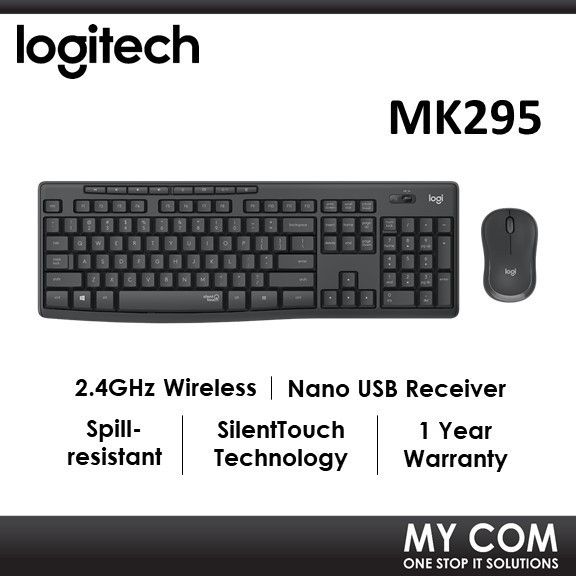 Logitech Mk295 Silent Wireless Keyboard And Mouse Combo With Silenttouch Spill Resistant Full