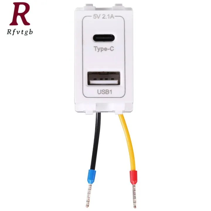 Charging Power Adapter USB Type-C Dual Port 220V Socket 5V 2.1A Phone ...