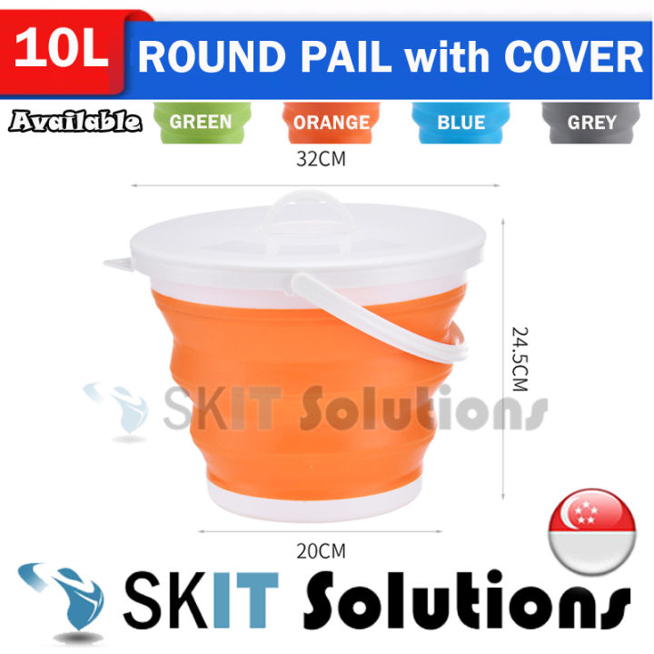 【SKIT SG】Round Foldable Pail Bucket Car 1.5/3/5/10/13/15/30L, Foldable ...