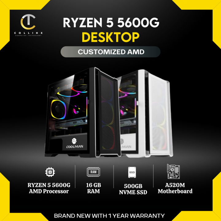 [ CUSTOM RGB GAMING PC ] AMD RYZEN 5 5600G Desktop Processor | A520M ...