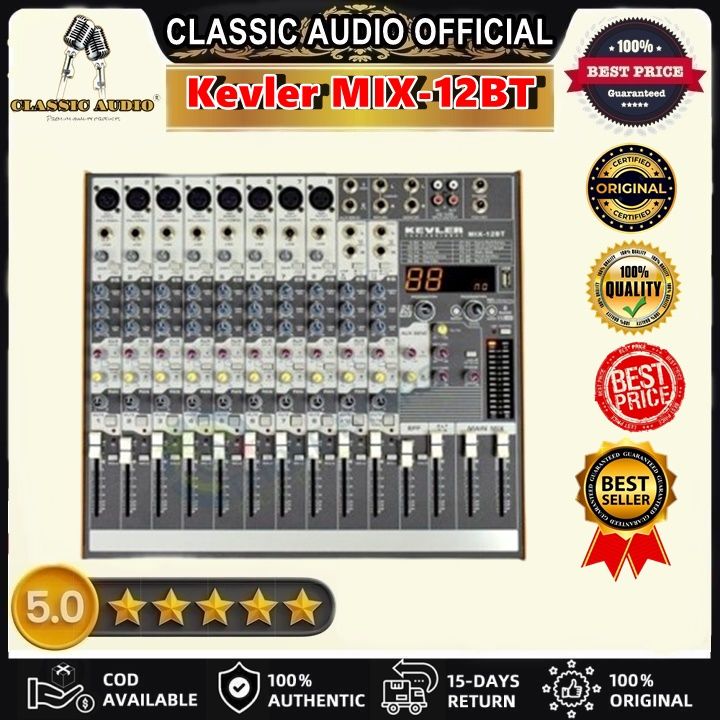 Kevler MIX-12BT Professional Mixer with 12 Channel 8 Mic / Line 2 Aux ...