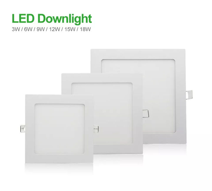 Ultra-thin LED Panel Downlight 3W 6W 9W 12W 15W 18W Square Ceiling Recessed Downlight 3000K ...