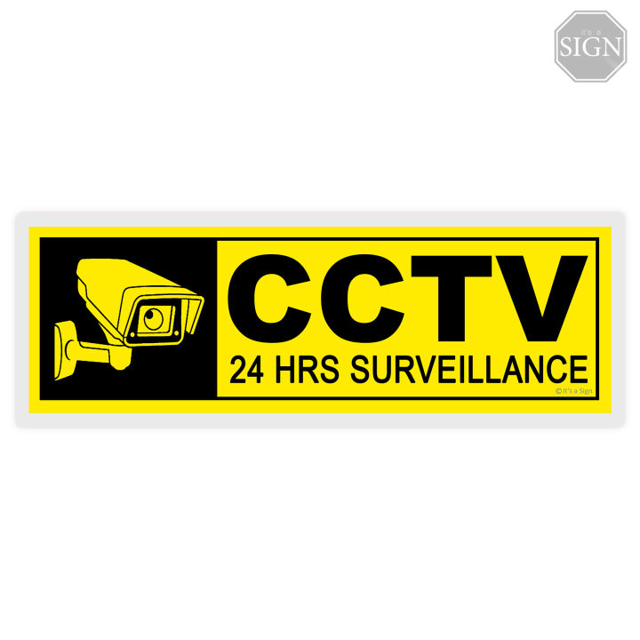 CCTV 24 Hours Surveillance - Laminated Signage Label - 4 x 11 inches ...
