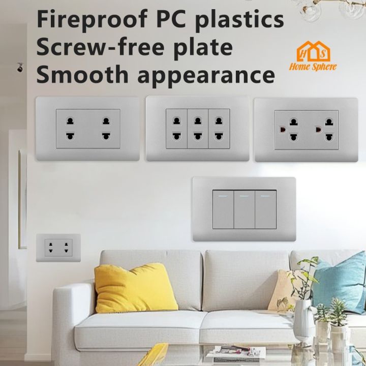 Wall Switch Outlet Home Light Switch 1/2/3 Gang Universal Multiple ...