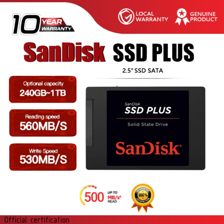 SanDisk SSD PLUS 1TB/2TB SATA III 2.5" Internal Solid State Drive (SSD) (SDSSDA-1T00-G27) With ...