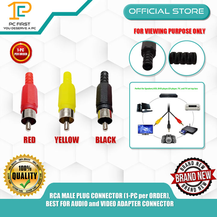 PC FIRST RCA MALE PLUG CONNECTOR (1-PC per ORDER), BEST FOR AUDIO and ...