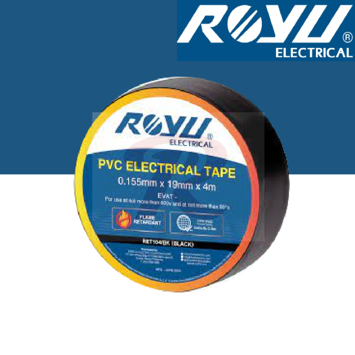 ROYU ELECTRICAL TAPE BLACK WHITE GREEN BLUE YELLOW RED 16METERS BIG SIZE 10PCE | Lazada PH