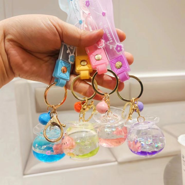 Oil in Sand Bottle Keychain Creative Cartoon Book Bag Pendant Car ...