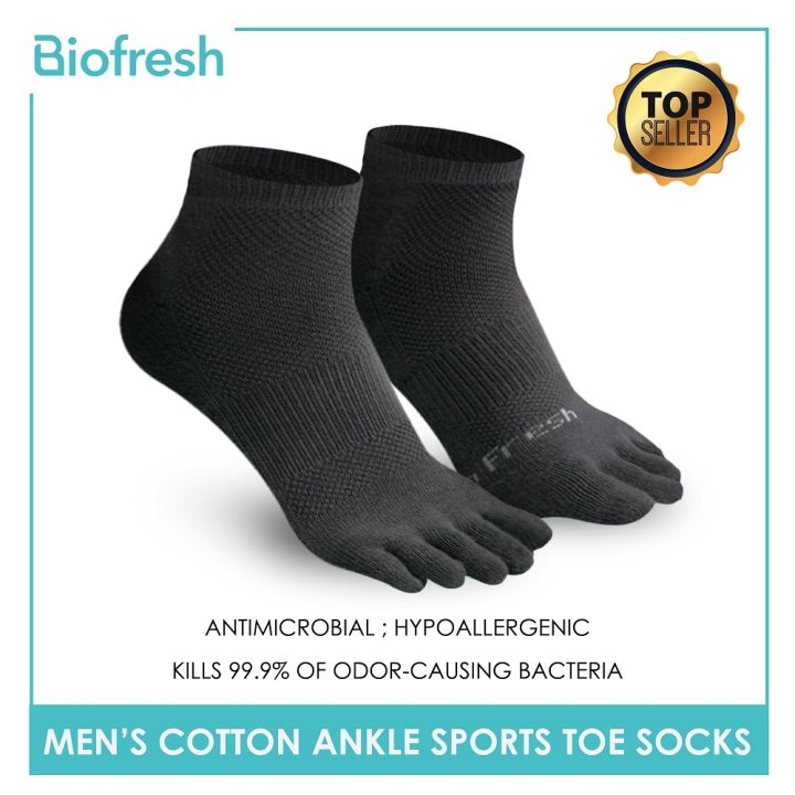 Biofresh RMTS3 Men's Antimicrobial Low Cut Sports Toe Socks 1 pair ...