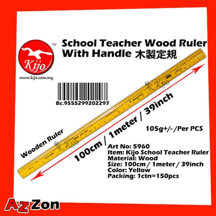 School Teacher Wood Ruler with Handle 1meter Wooden Ruler 100cm with Handle Pembaris Kayu Cikgu ...