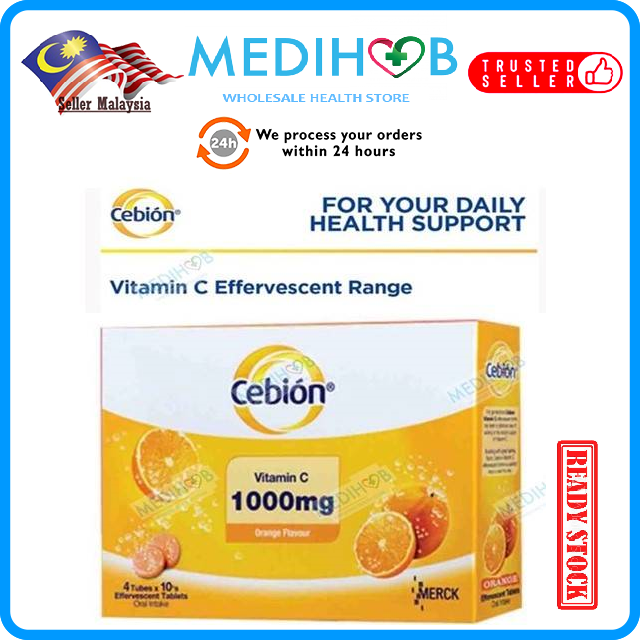 CEBION Vitamin C 1000mg Effervescent 10 tablets x 4 tubes Pack EXP 06/2024 | Lazada