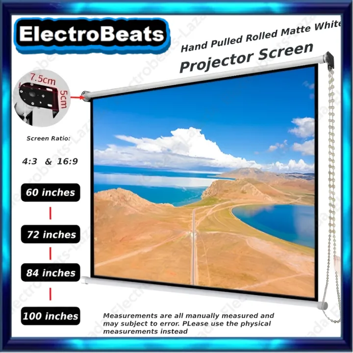 Hand Pulled Rolled Matte White Curtain 4:3 & 16:9 inch Projector Screen ...