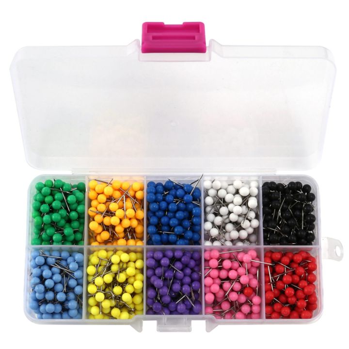 (ZIKF) 1000 Pcs Map Tacks Push Pins Plastic with Steel Point Cork,Board ...