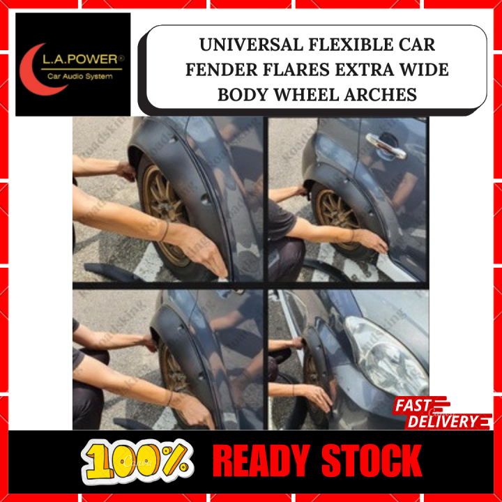 UNIVERSAL FLEXIBLE CAR FENDER FLARES EXTRA WIDE BODY WHEEL ARCHES ...