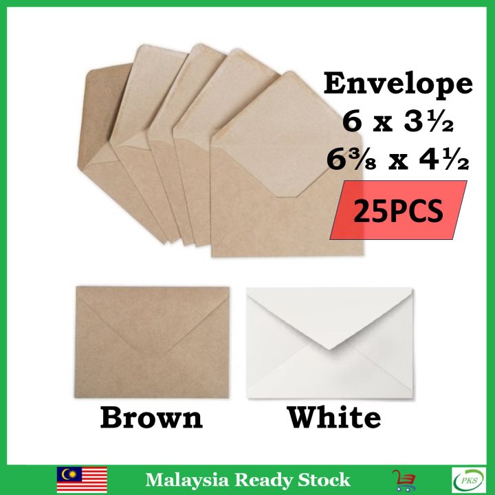 Brown / White / Blue Envelope Sampul Surat 25pcs (6x3½ / 6⅜x4½) | Lazada