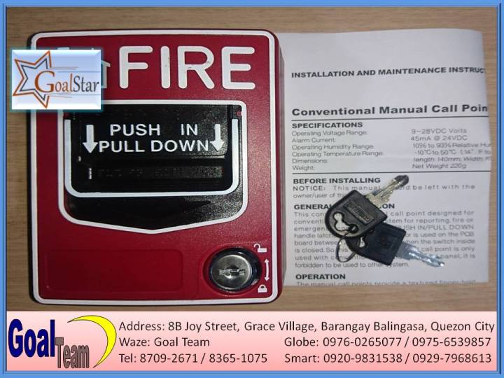 Manual Pull Station 24V (Conventional Type) Manual Call Point Break ...