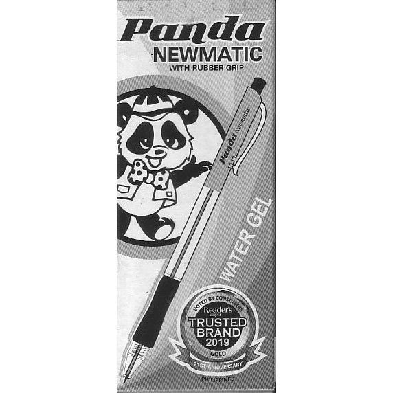 PANDA NEWMATIC with rubber grip water gel pen , retractable pen , black ...