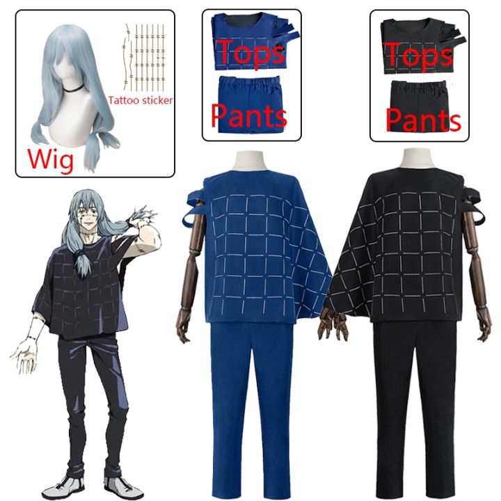 Mahito Cosplay Costume Loose Tops T-Shirts Men Blue Tees Jujutsu Kaisen ...