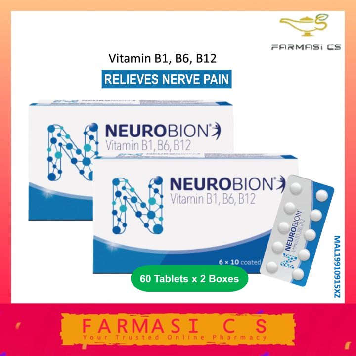 Neurobion Vitamin B1 B6 B12 - Strengthen Nerves 60 Tablets x 2 boxes ...