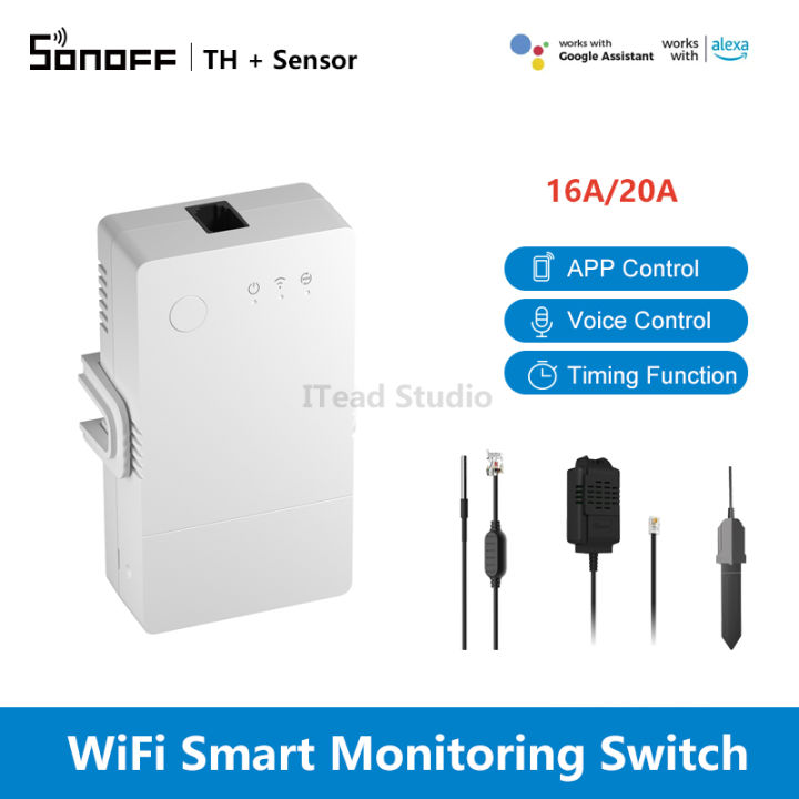 ITEAD SONOFF 16A/20A Smart Temperature Monitoring Switch WiFi DIY Switch Module with Temp / Humi ...